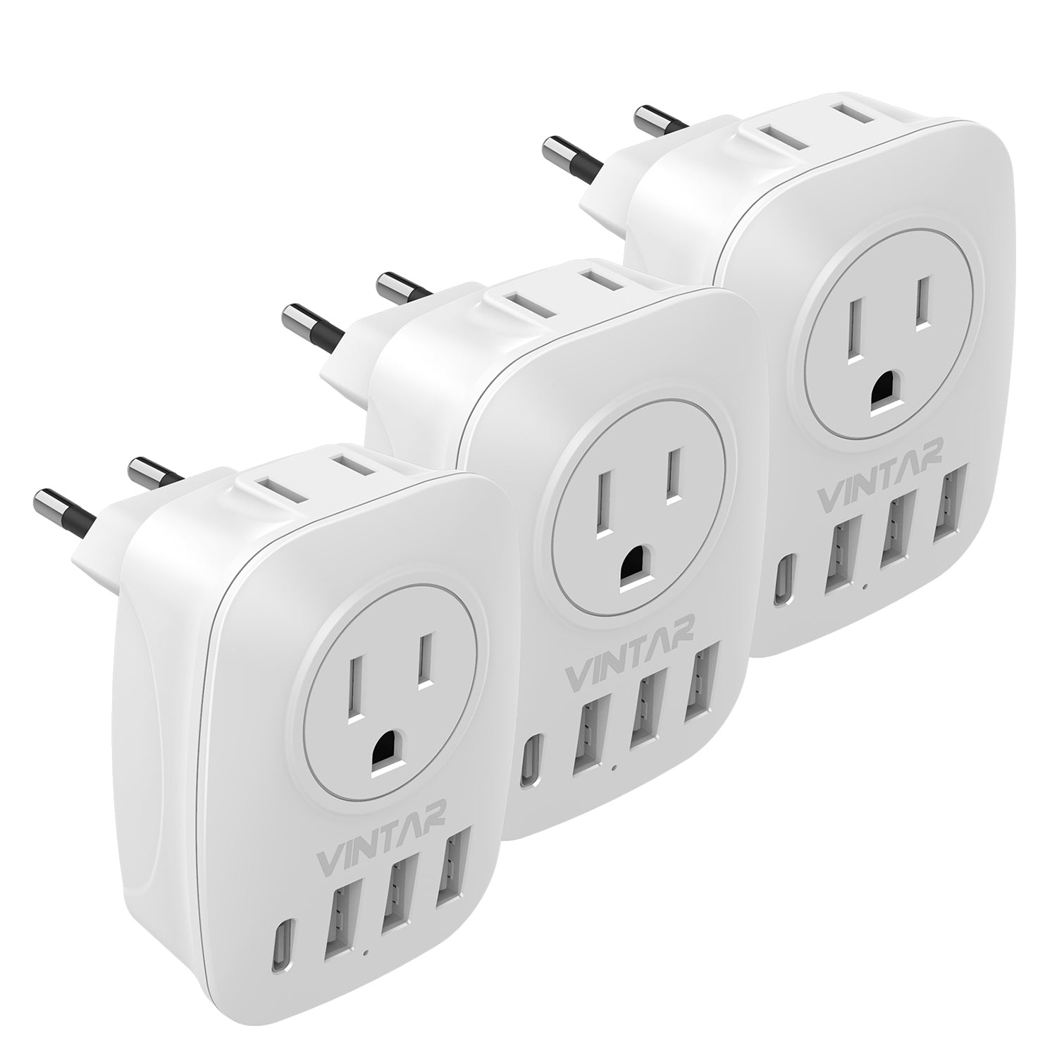 [3-Pack] European Travel Plug Adapter, VINTAR International Power Plug ...