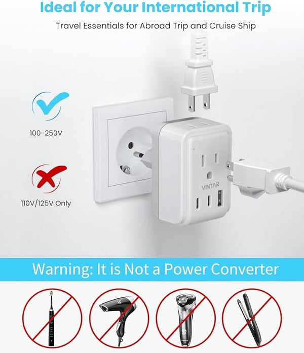 Universal Travel Adapter Kit, VINTAR International Plug Adapter with 3 ...