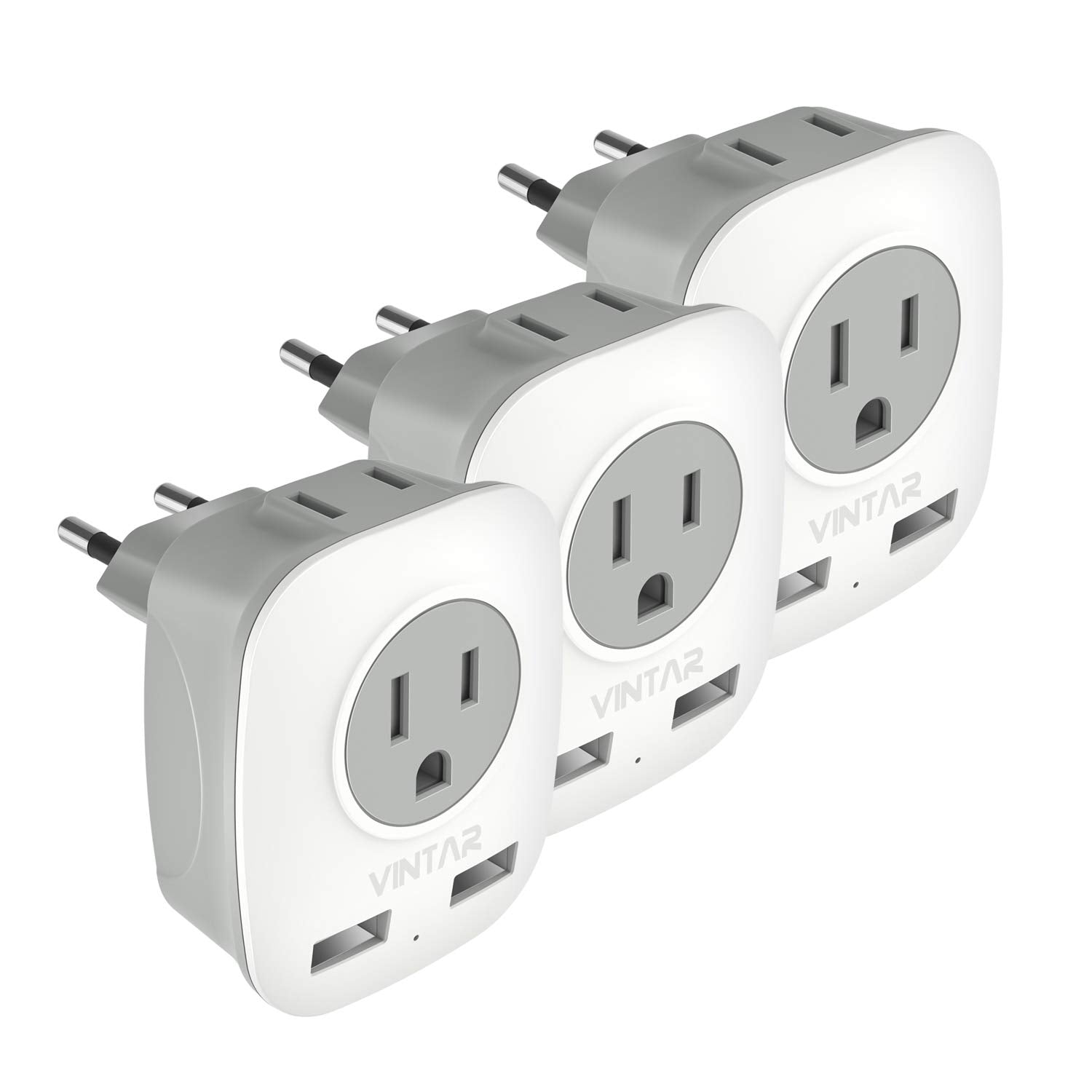 [3-Pack] European Travel Plug Adapter, VINTAR International Power Plug ...