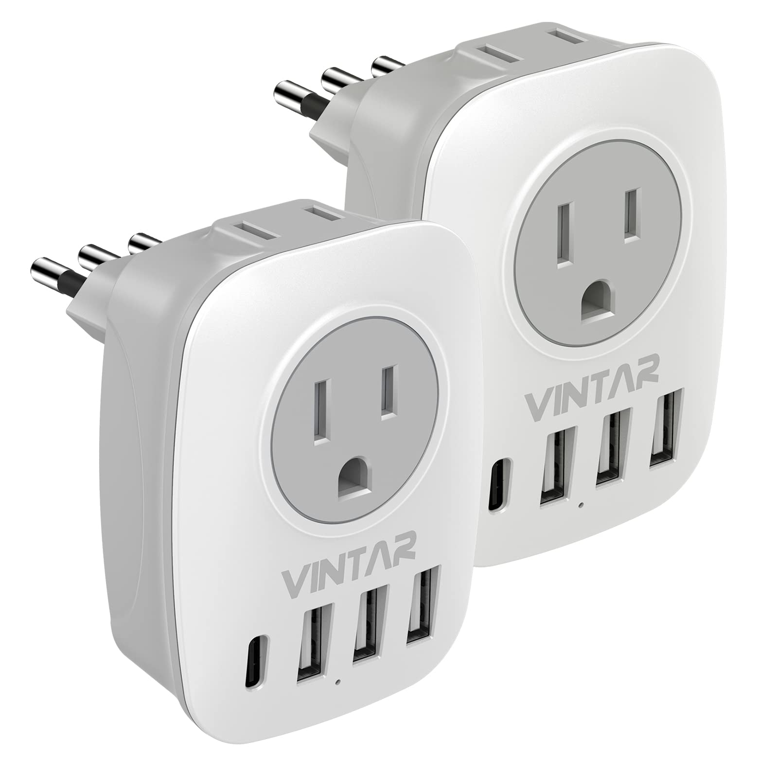 [2-Pack] Italy Power Adapter, VINTAR Italy Travel Plug Adapter with 1 ...